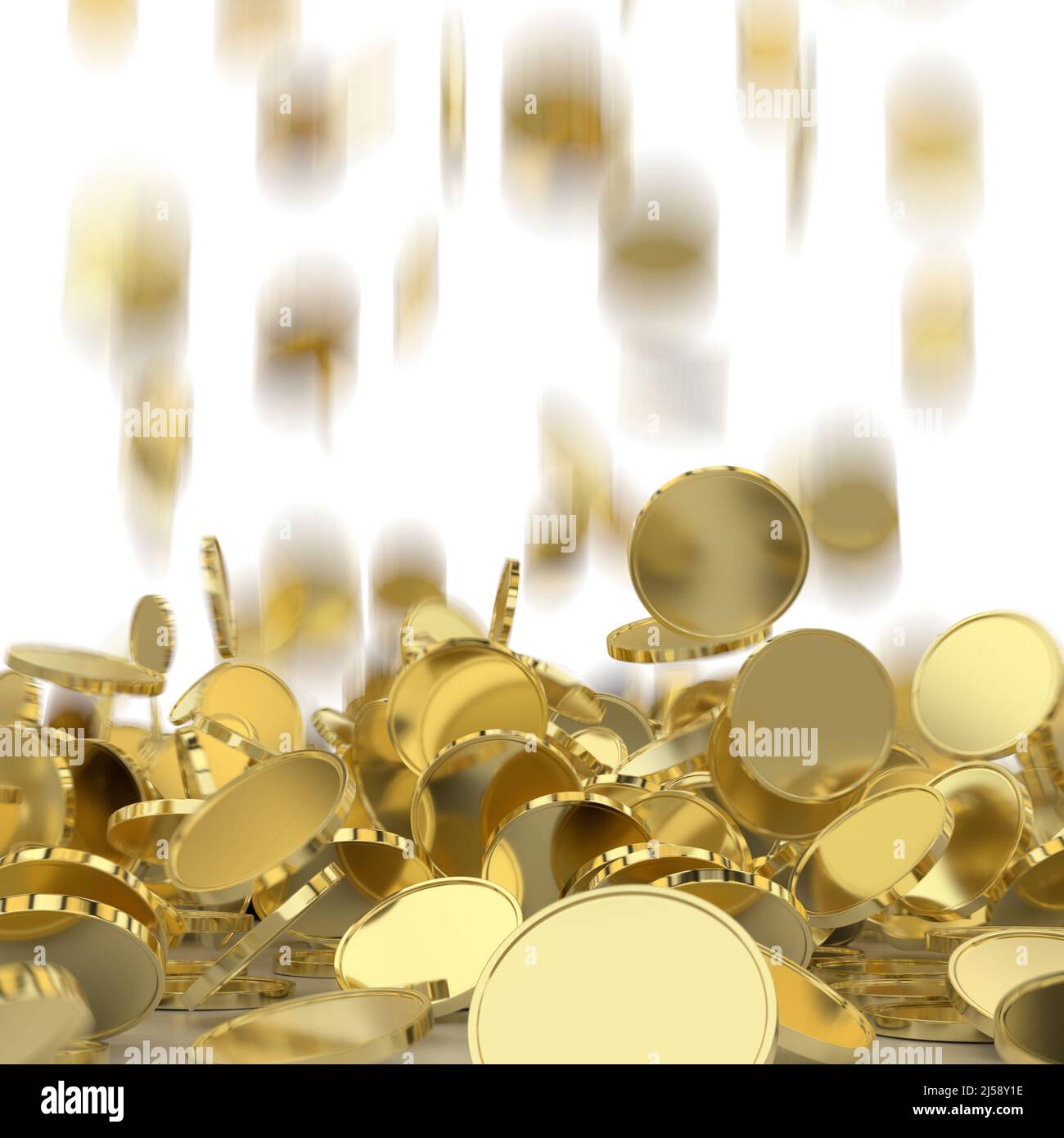 Falling golden and silver coins. Money rain. Pile of coins. Financial ...