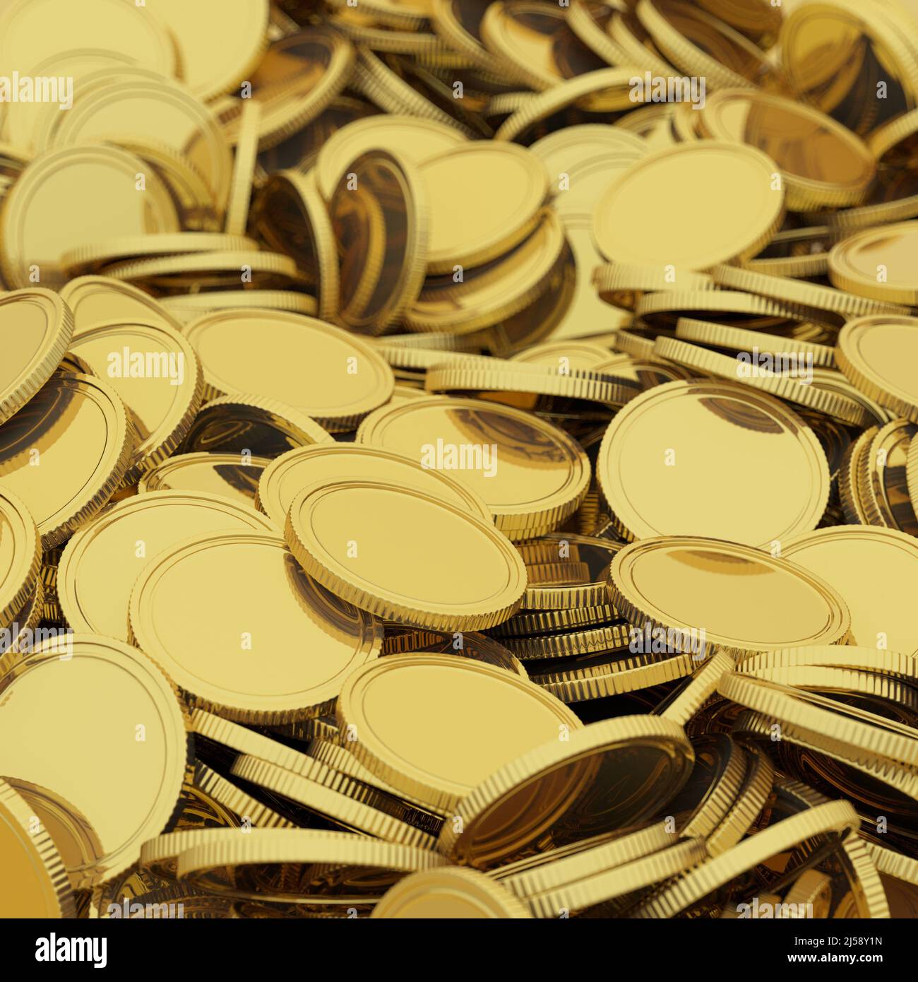 Golden scattered coins closeup background. Selective DOF Stock Photo ...