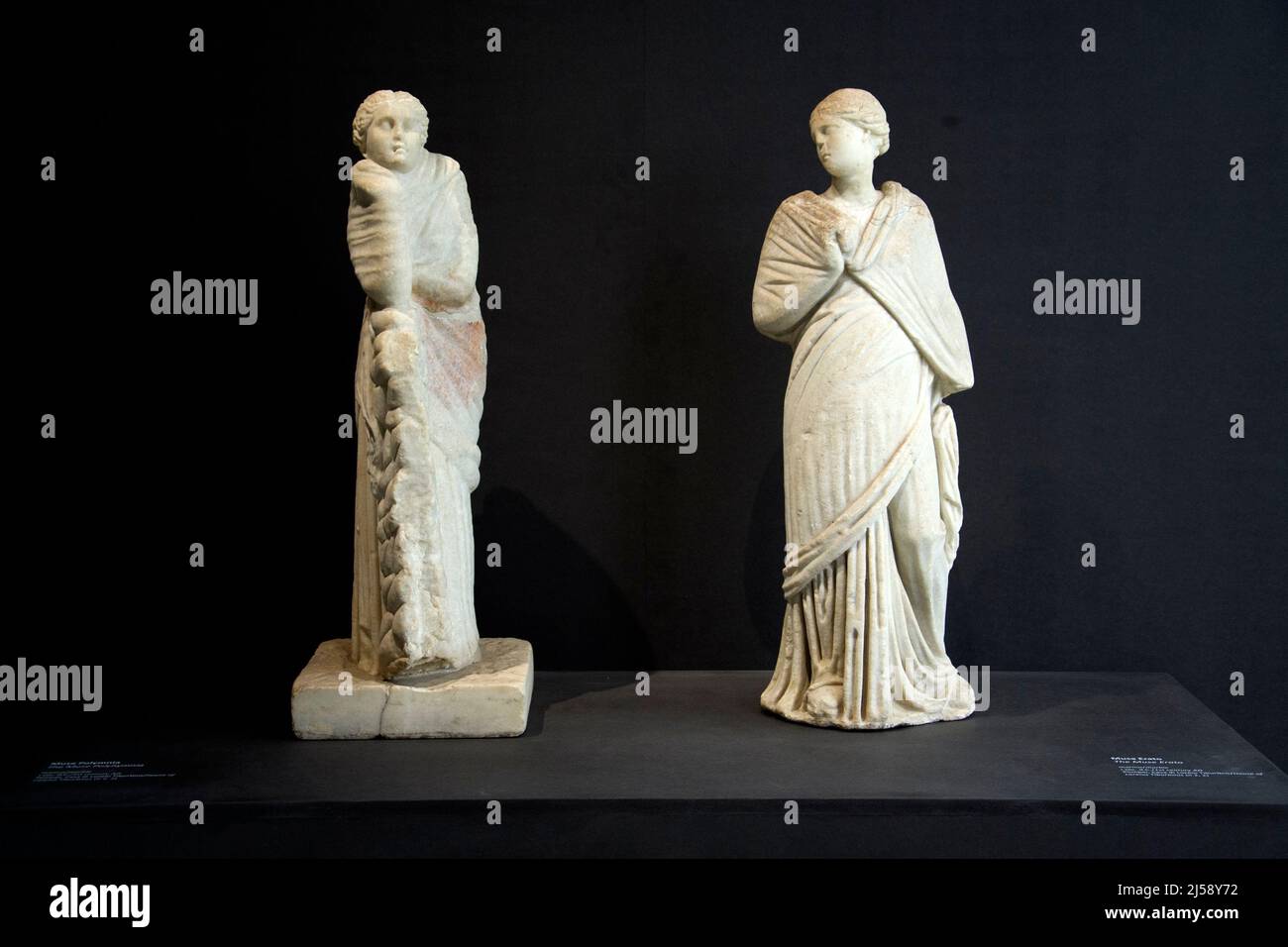 Statue of Musa Polymnia and Musa Erato, silver and tin, during the ...