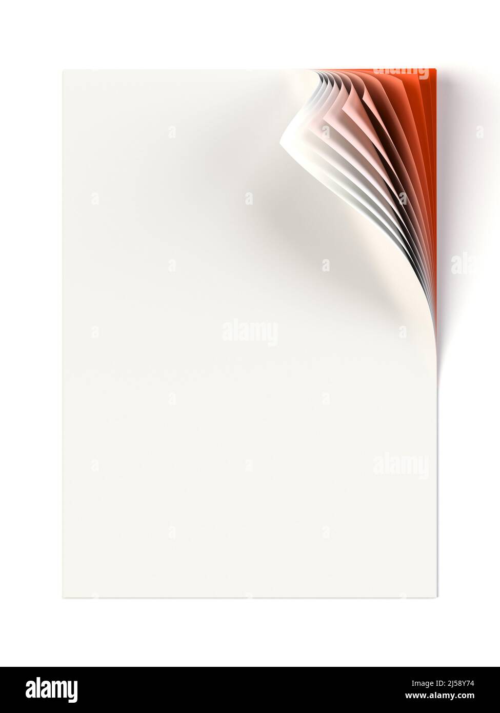 Blank document mock up with red monochrome curled corner. Graphic ...
