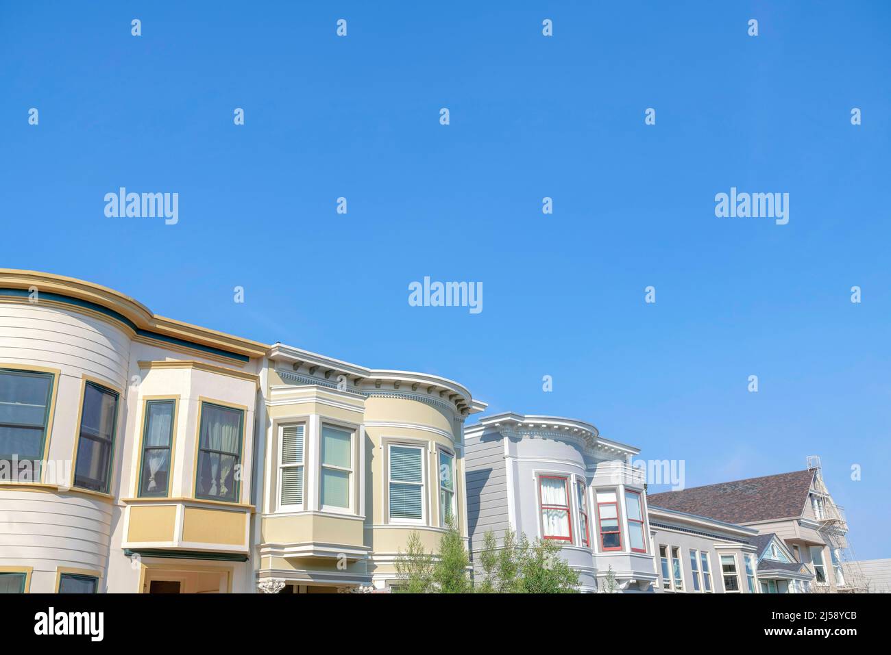 Complex suburbs houses with same building structures in San Francisco ...