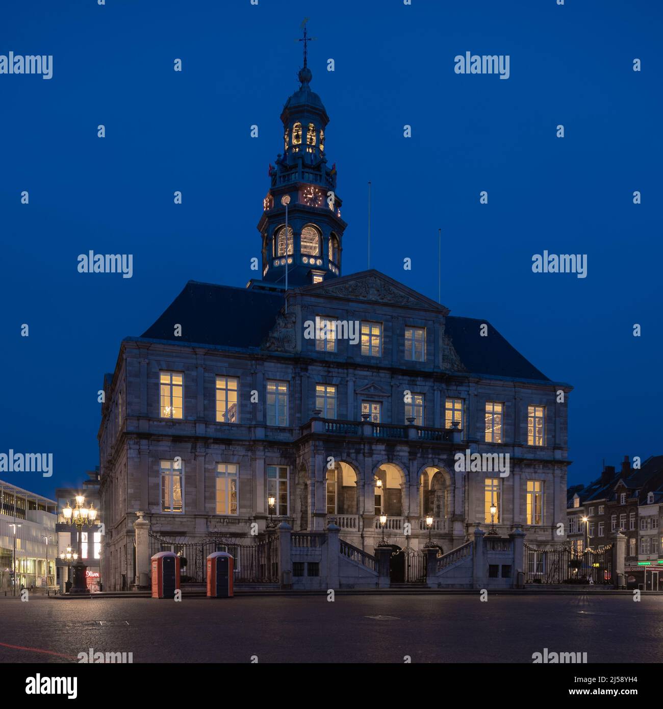 The impressive town hall Maastricht of 1684 located in the center of ...