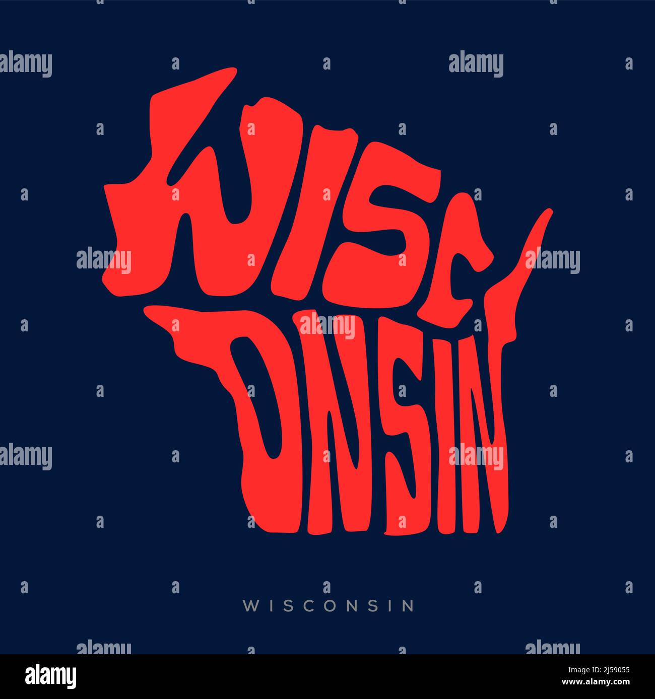 Wisconsin map typography. Wisconsin state map typography. Wisconsin ...