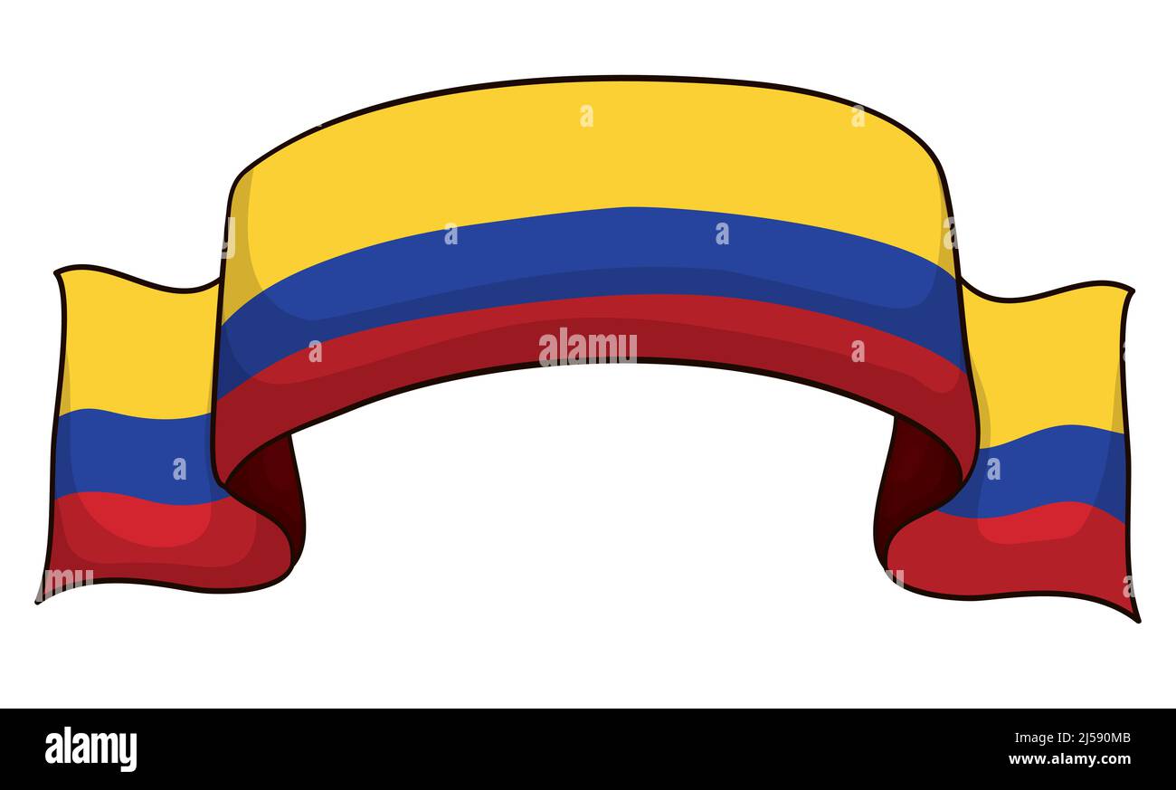 View of patriotic waving Colombian flag as tricolor ribbon. Design in ...