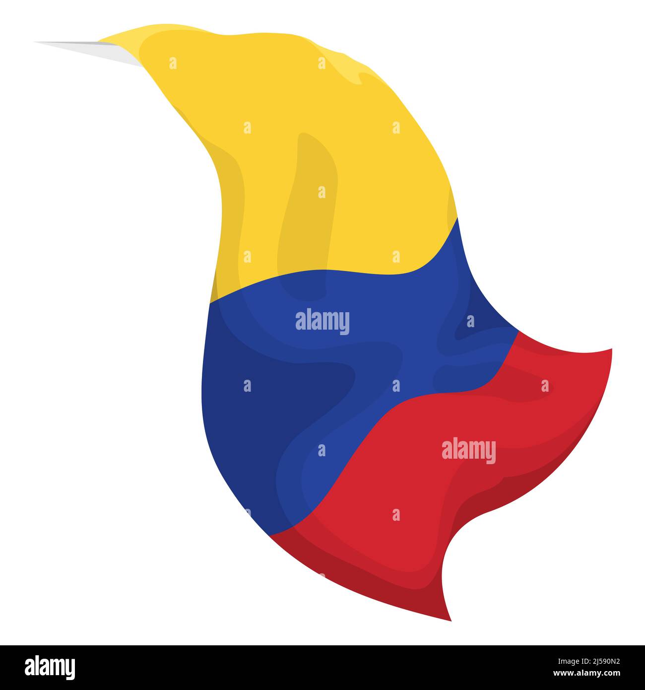 Waving Colombian tricolor flag hanging from the top of the yellow ...