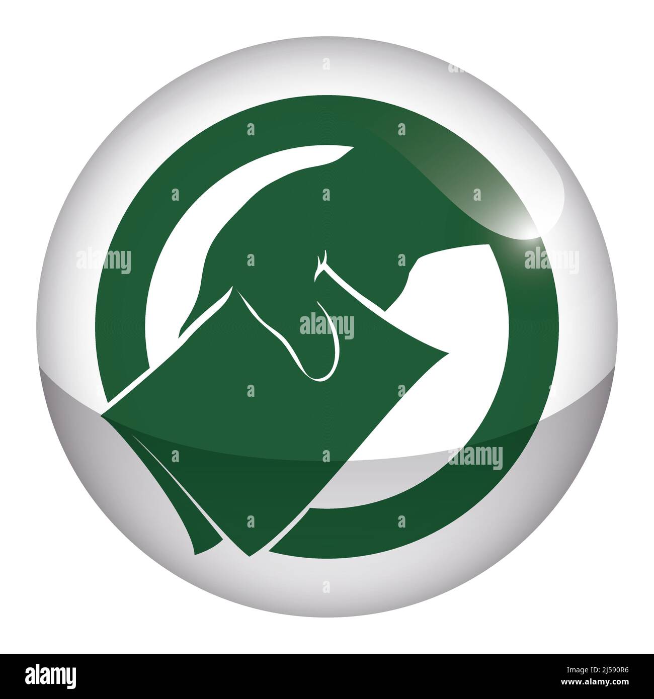 Round electoral pin with shiny effect, with green design of hand with ...