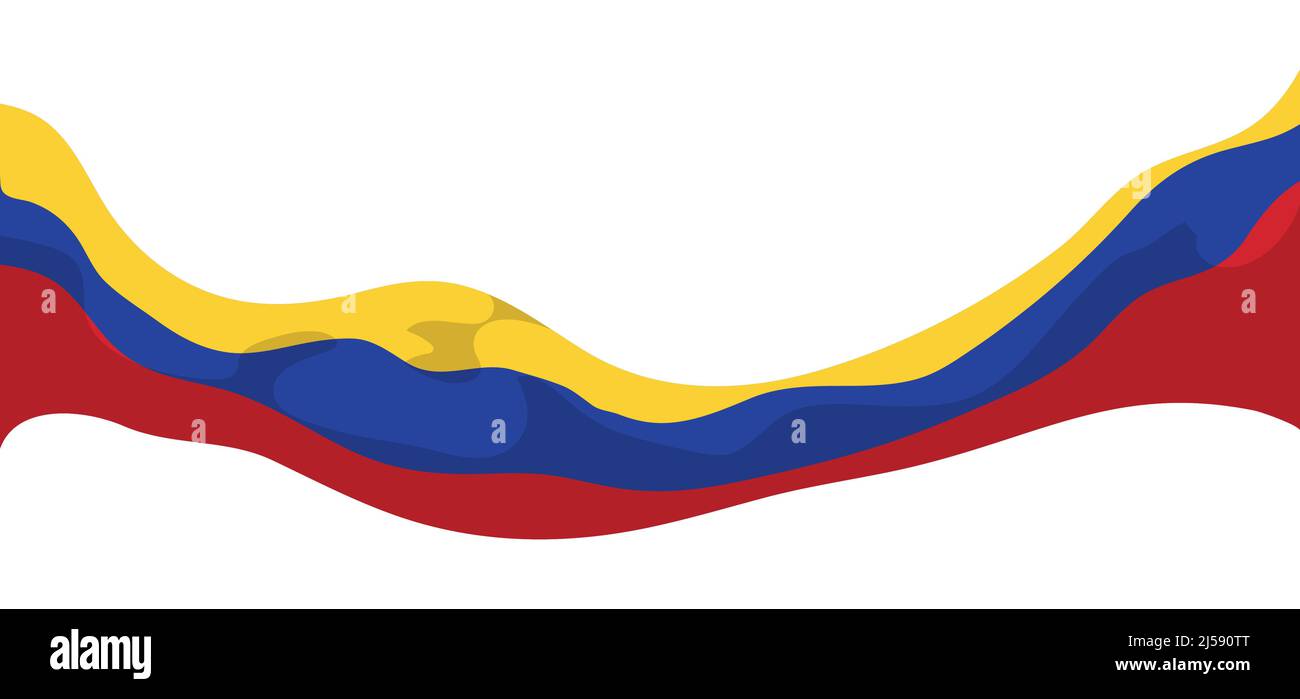 Banner with long and waving Colombian flag in cartoon style, isolated ...