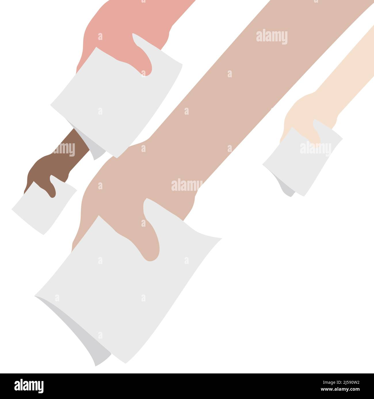 Multi ethnic hands holding votes, as symbol of massive of suffrage and ...