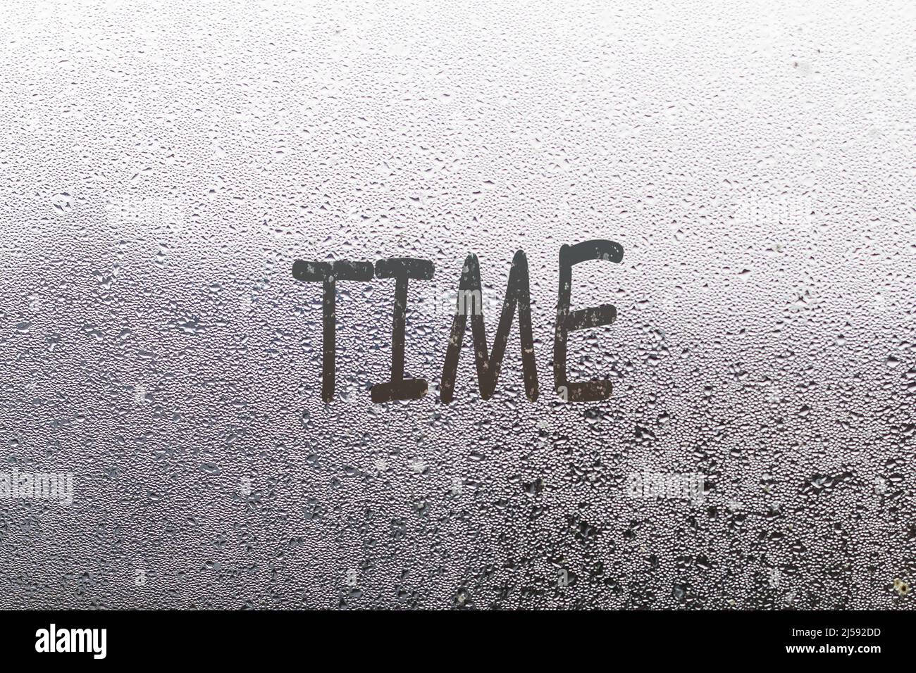 Word time. Abstract background with drops of water. Inscription on ...