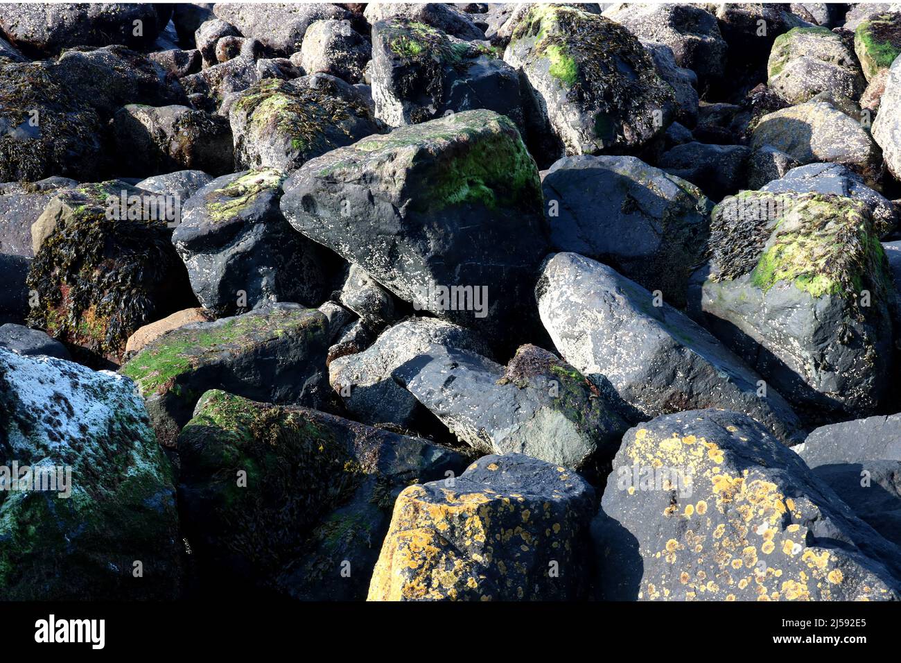 Pile of large boulders and rocks at a coastal location Stock Photo - Alamy