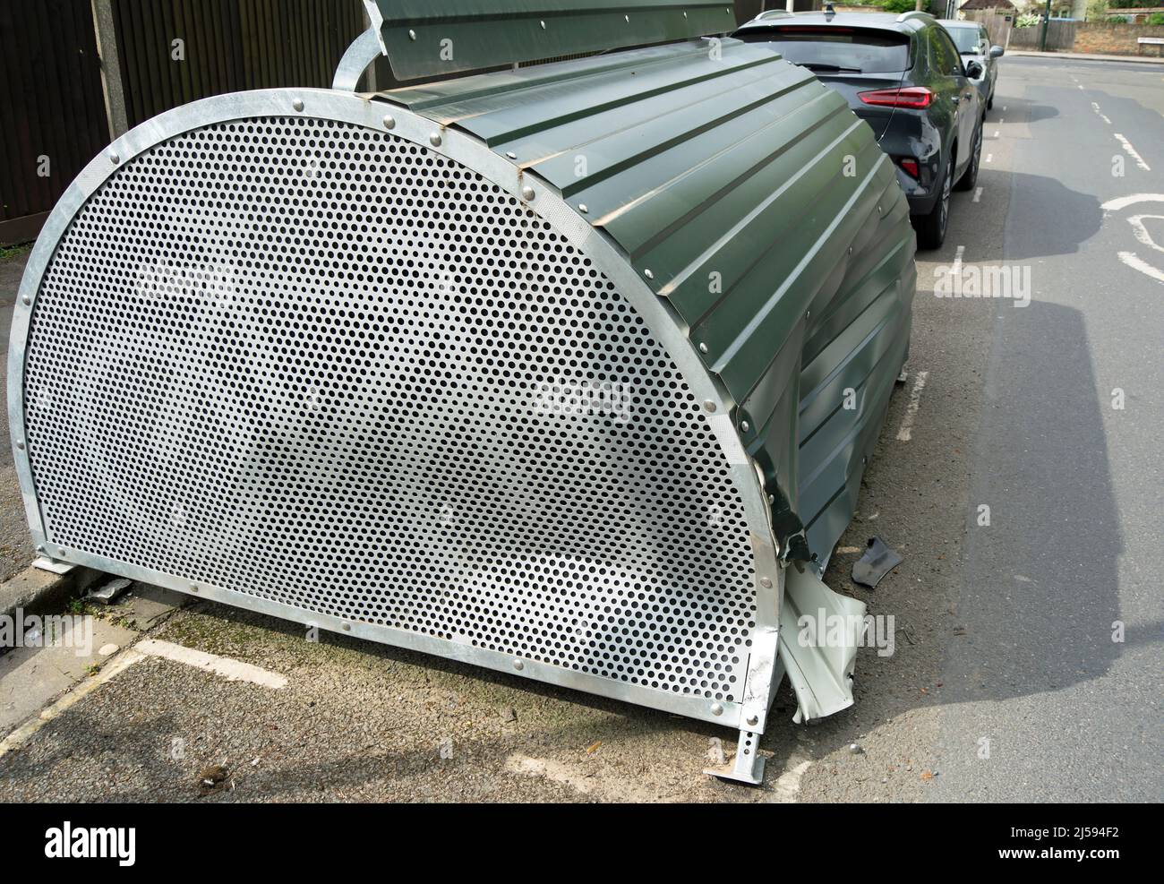 damaged cycle hanger in teddington, middlesex, england, presumably ...