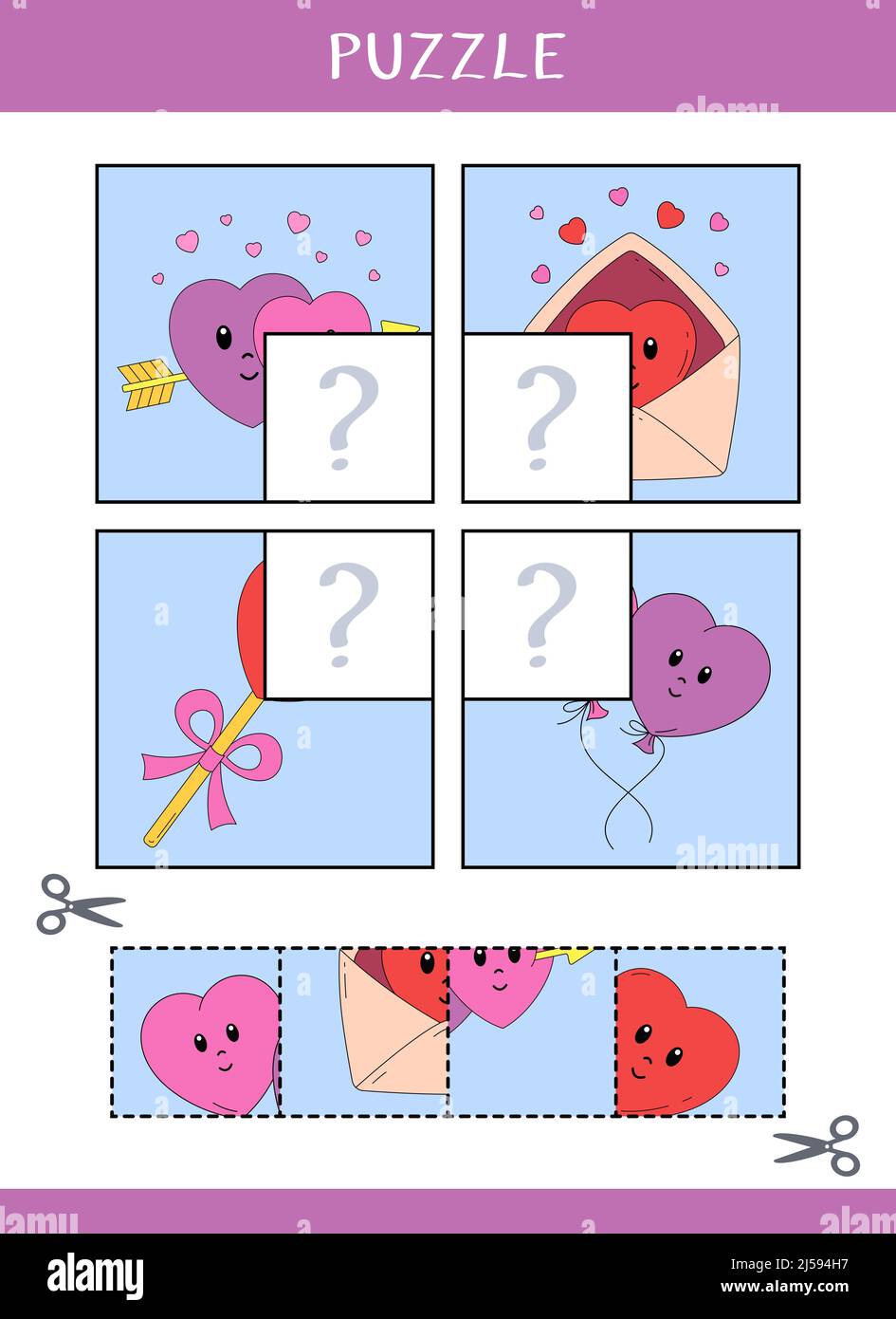 Puzzle for kids. Find the missing parts of the picture Stock Photo - Alamy