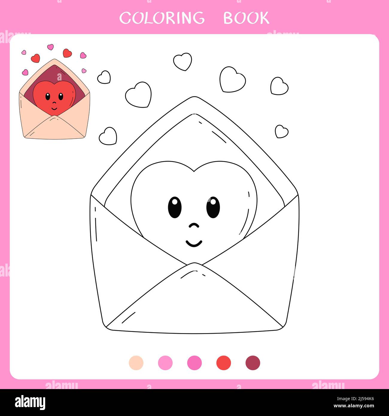 Cute valentine card for coloring book Stock Photo - Alamy