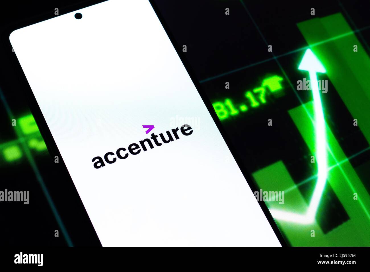 West Bangal, India - October 09, 2021 : Accenture logo on phone screen ...