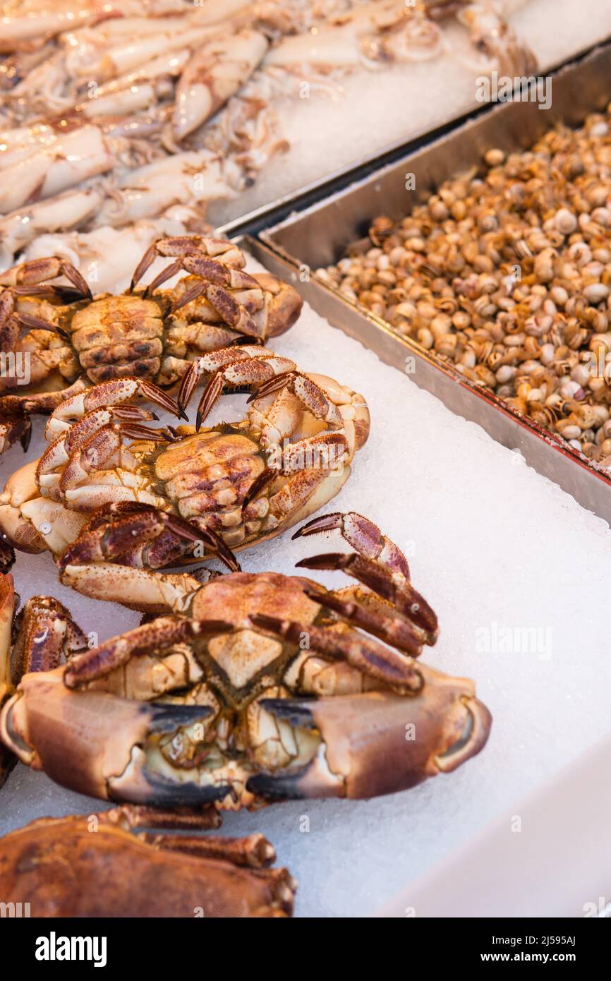 Close up of fresh crabs in a fish market Stock Photo - Alamy