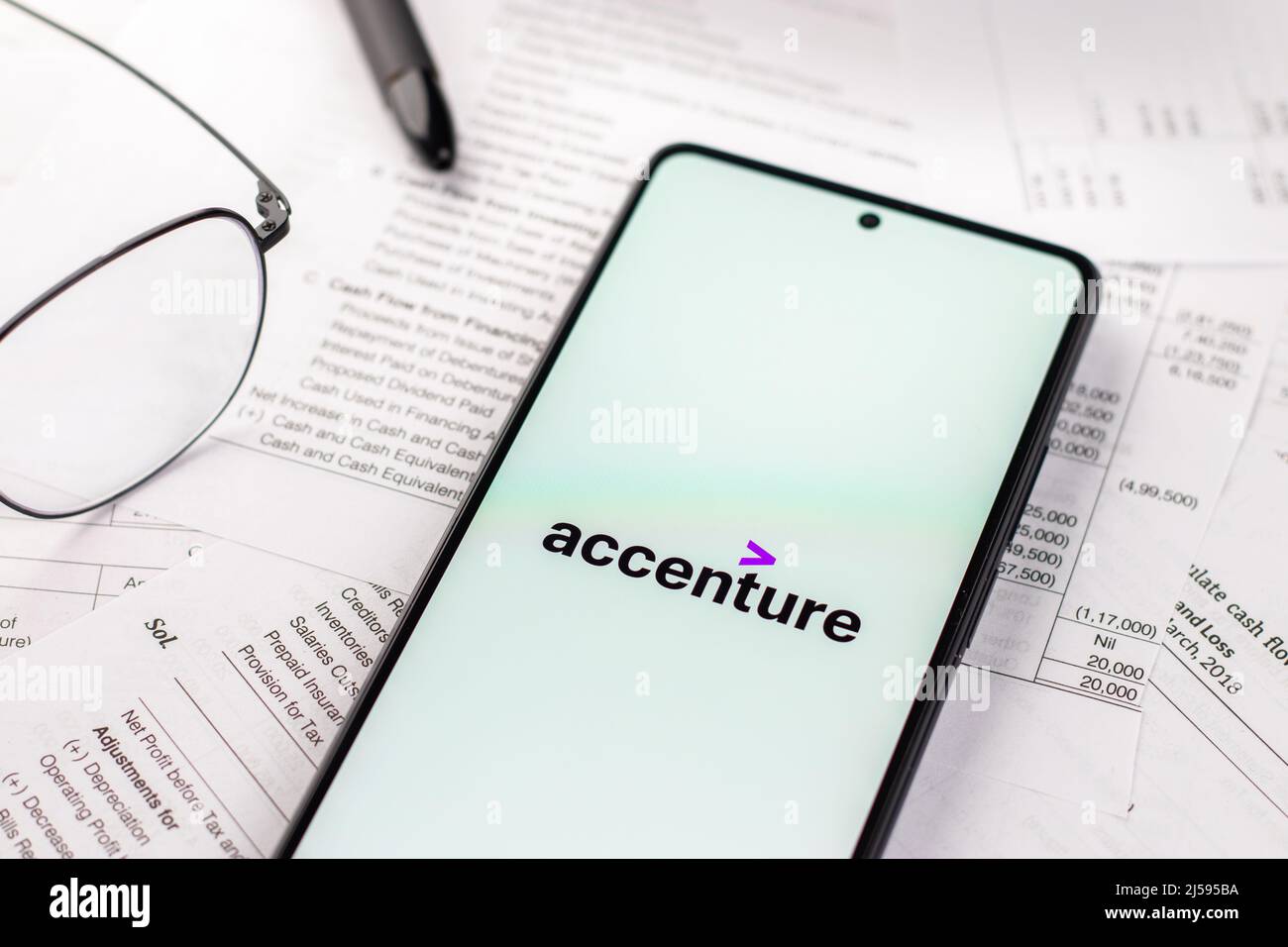West Bangal, India - October 09, 2021 : Accenture logo on phone screen ...
