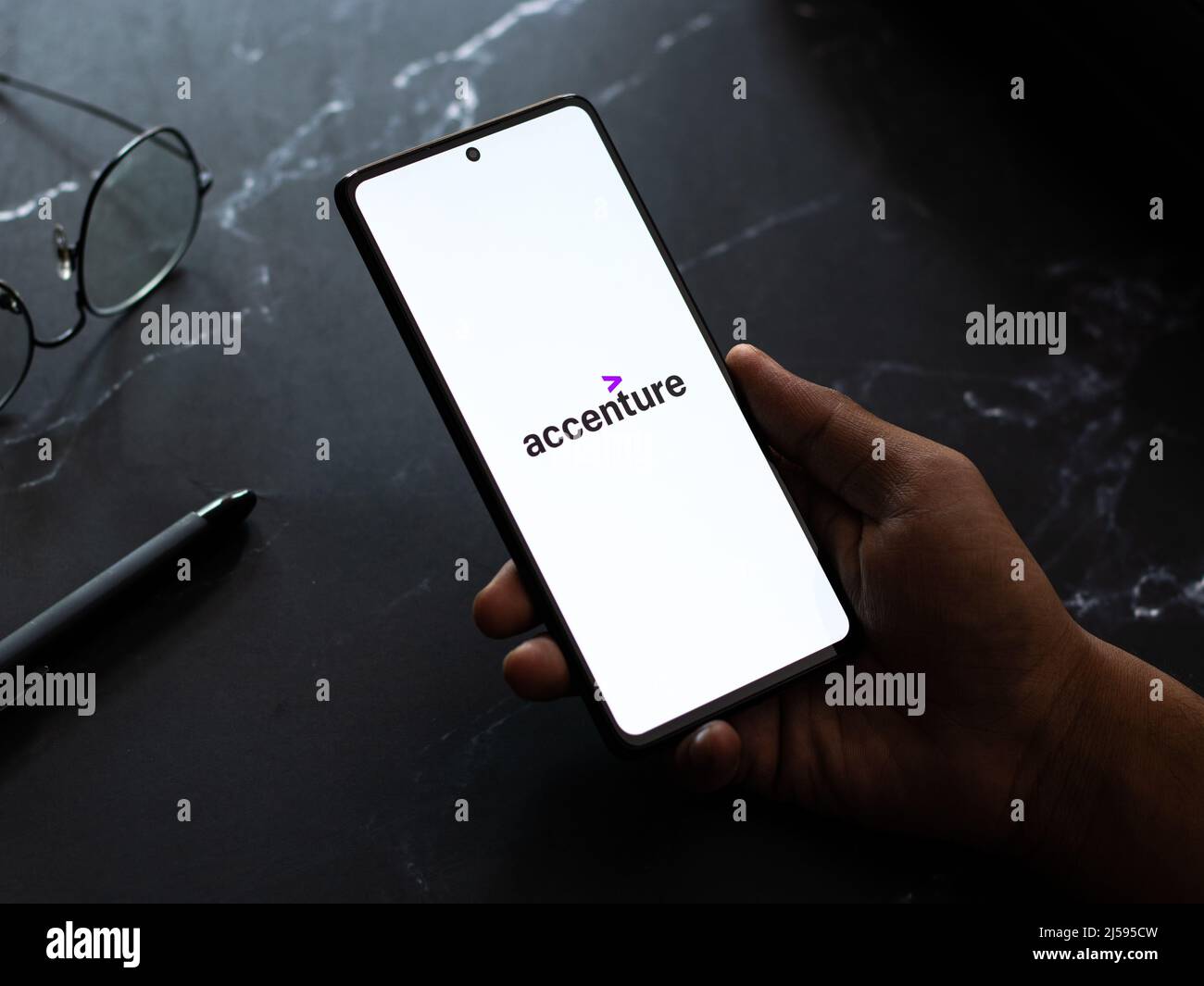 West Bangal, India - October 09, 2021 : Accenture logo on phone screen ...