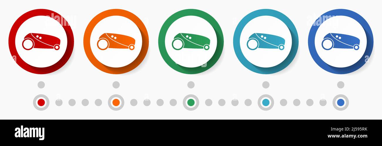 Robot mower concept vector icon set, infographic template, flat design ...