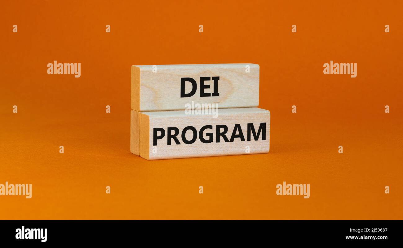 DEI diversity equity inclusion program symbol. Blocks with words DEI ...