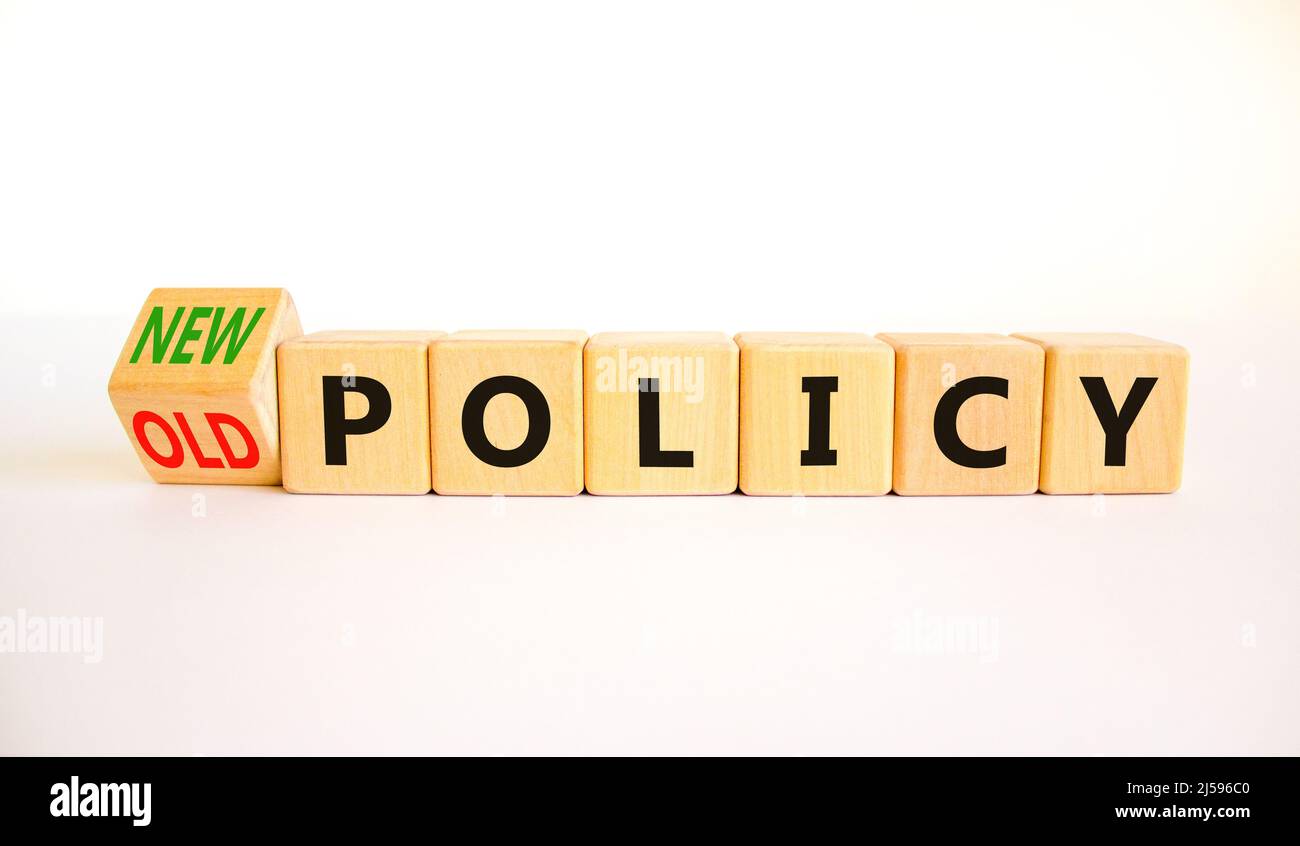 New or old policy symbol. Turned wooden cubes changed concept words Old ...