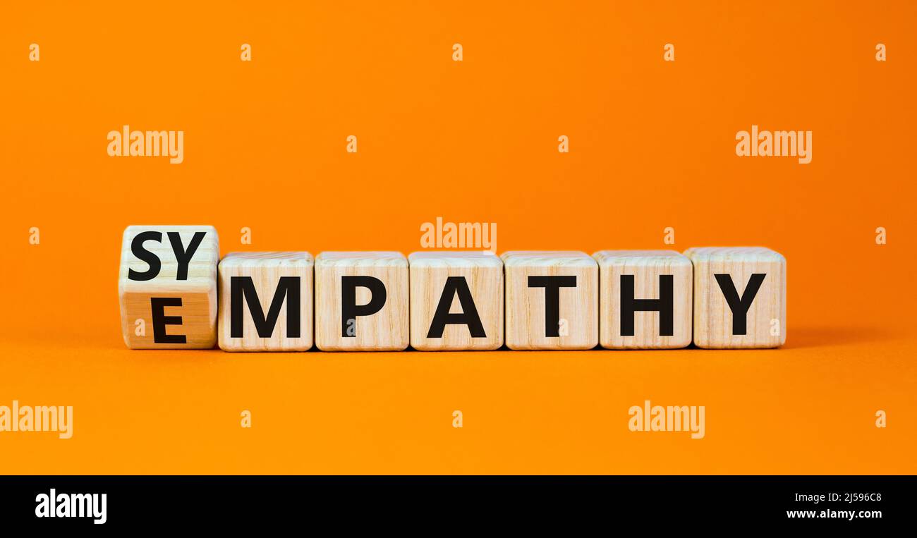 Sympathy or empathy symbol. Turned wooden cubes and changed the concept ...