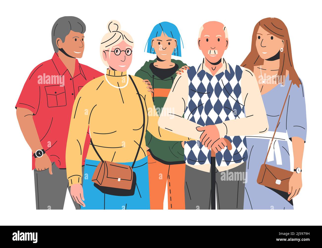 Adult Childs Hugging Old Father and Mother Stock Vector Image & Art - Alamy