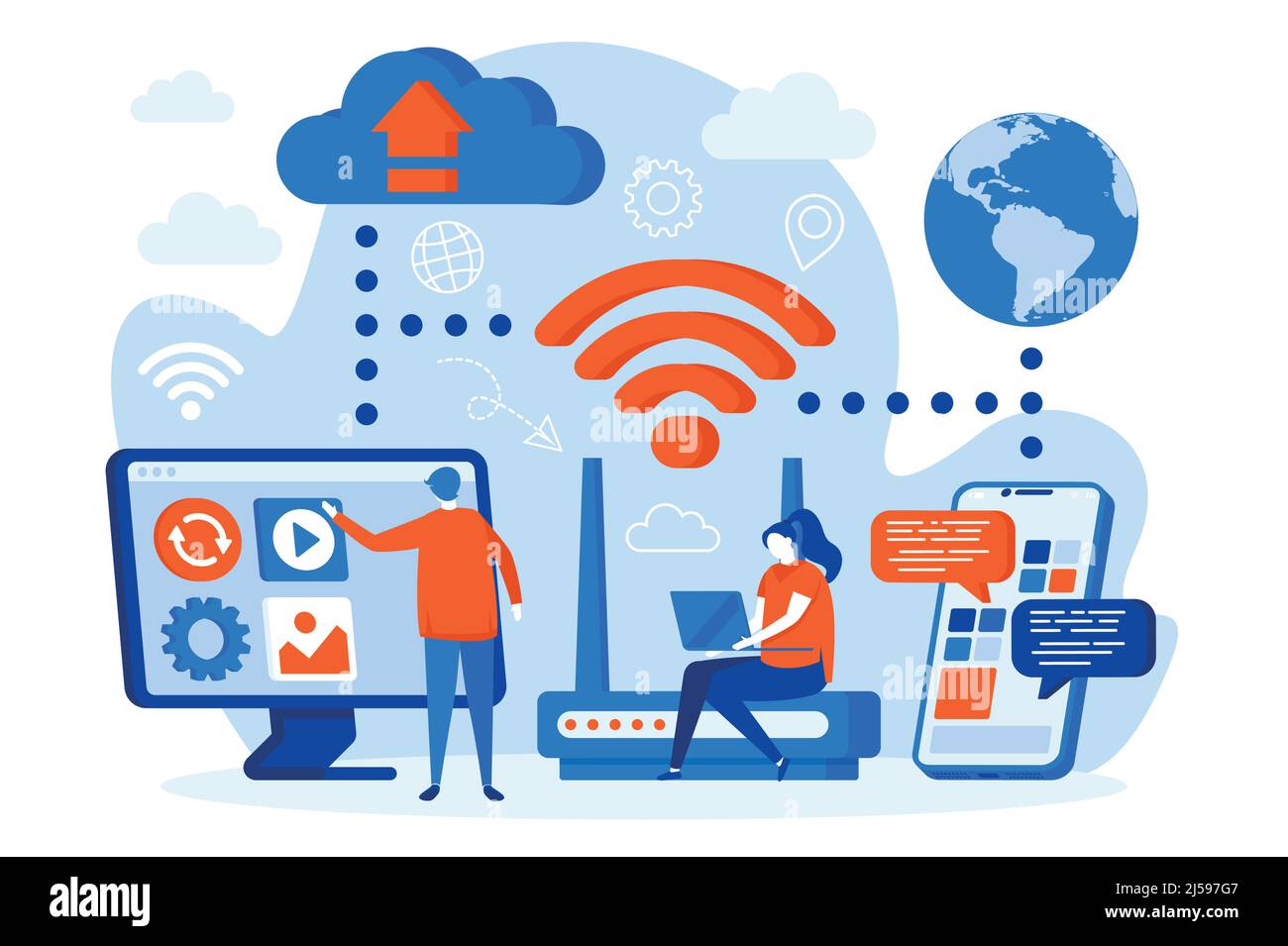 Wi Fi Wireless Network Cartoon High Resolution Stock Photography and ...