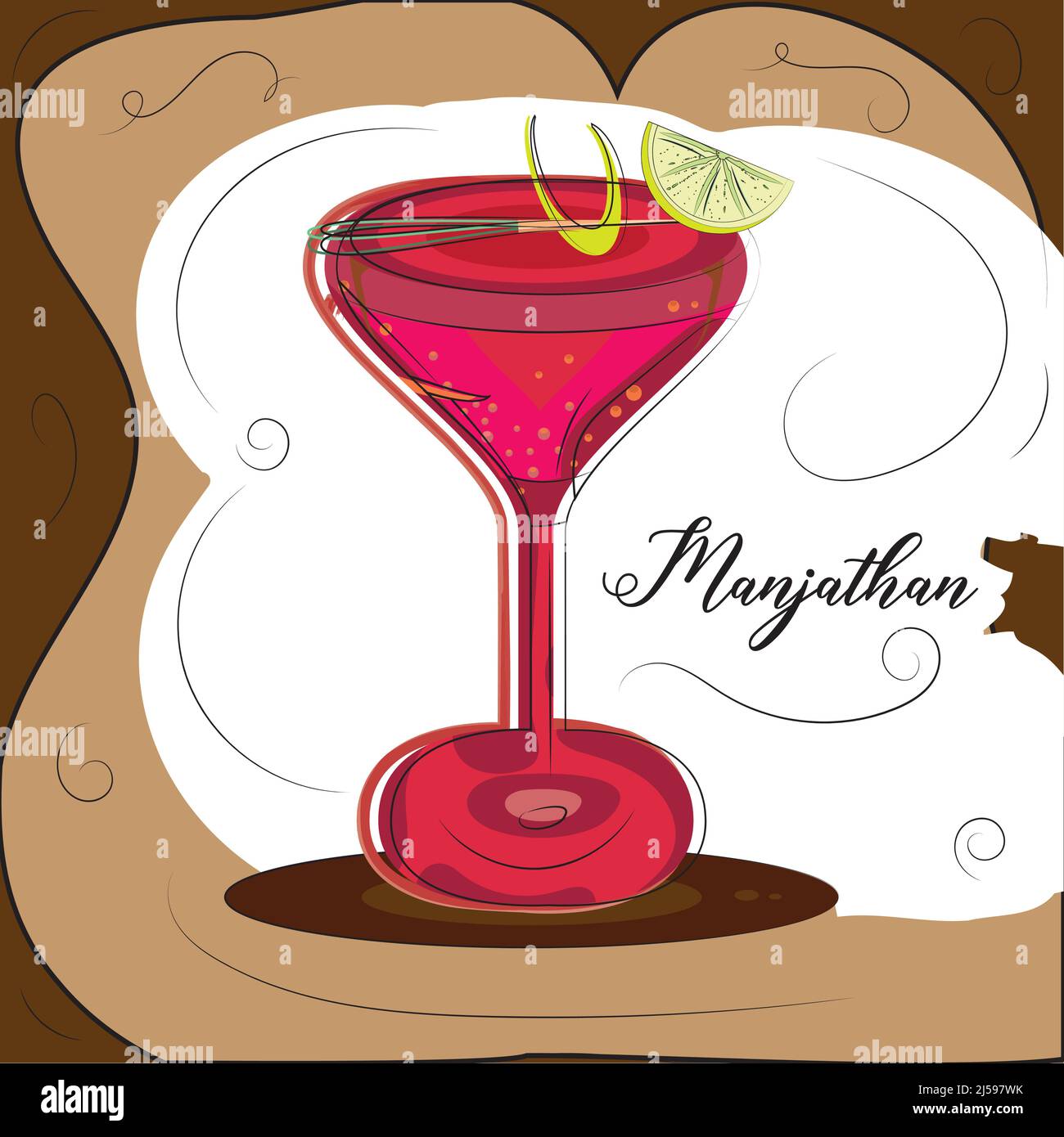 Sketch of a tropical cocktail with lemons Tropical beverage Vector ...