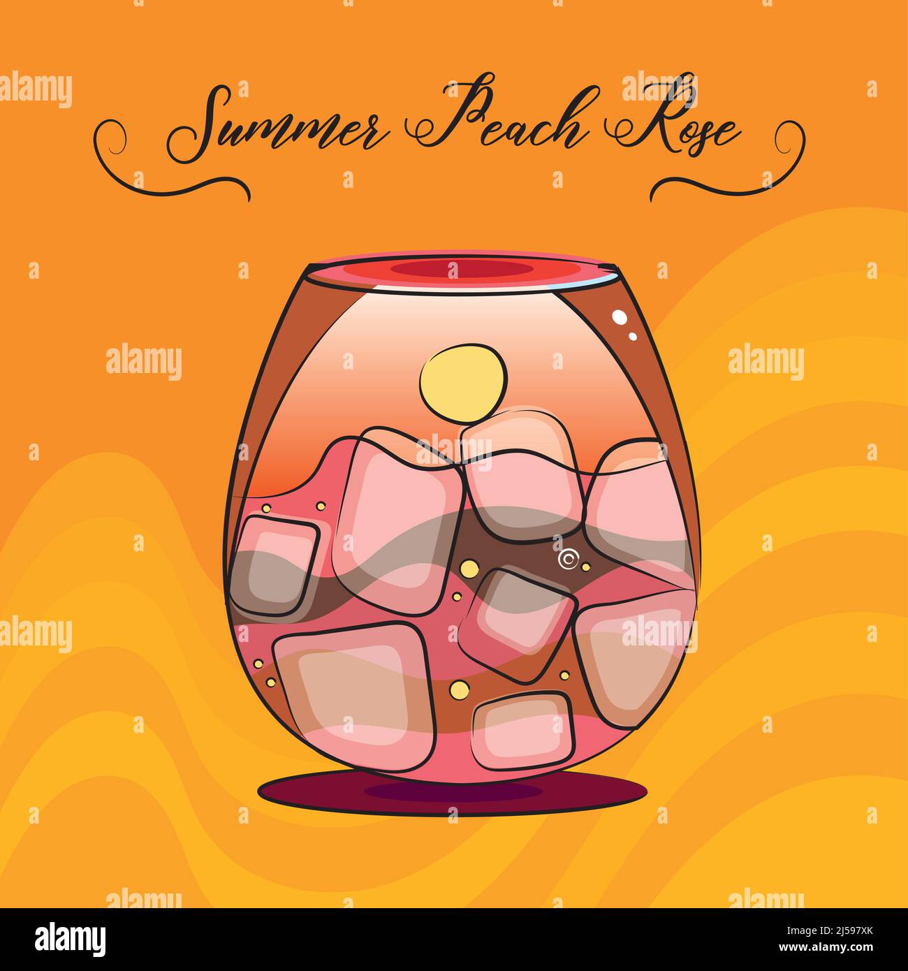 Sketch of a tropical cocktail with ice cubes Tropical beverage Vector ...