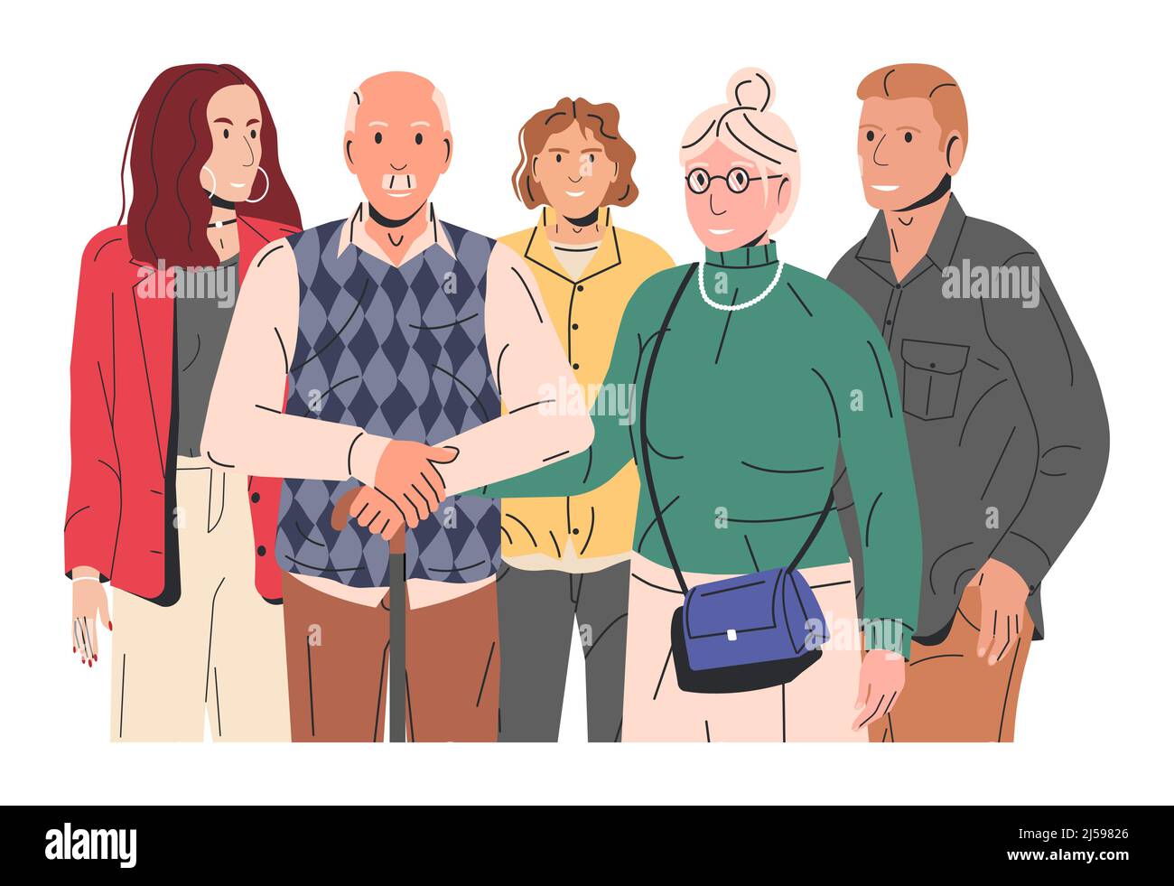 Adult Childs Hugging Old Father and Mother Stock Vector Image & Art - Alamy