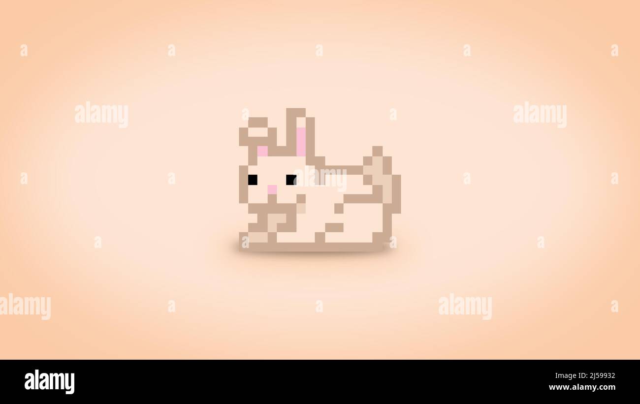 Cute white pixel rabbit background - high resolution 8 bit wallpaper ...