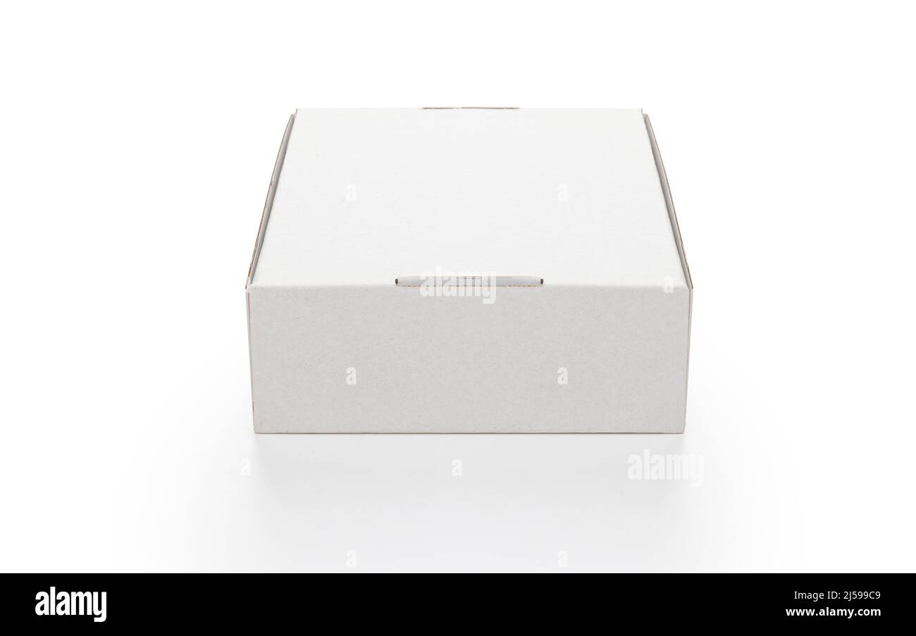 Closed white blank carton box isolated on white background with ...