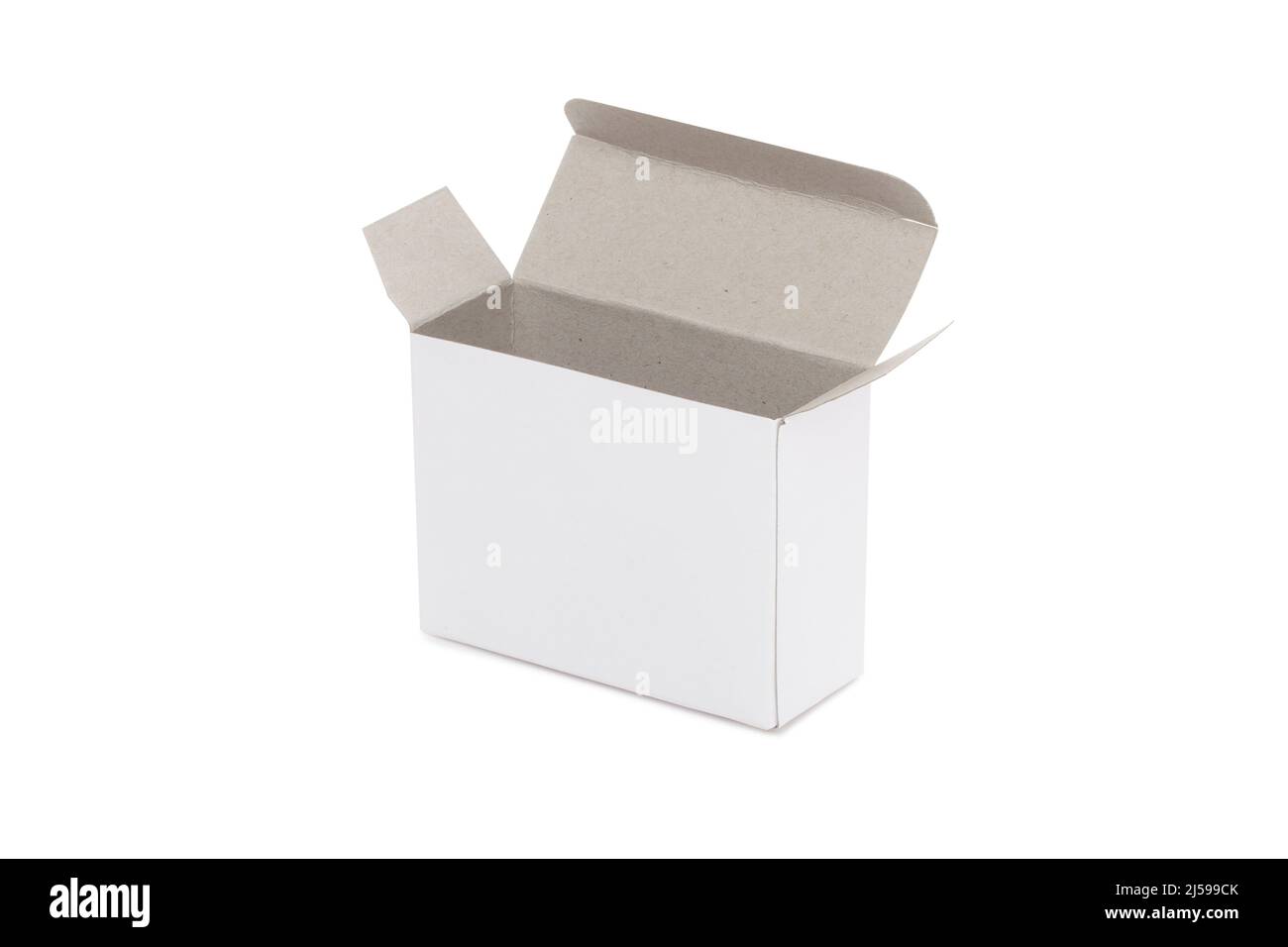 Open white blank carton box isolated on white background with clipping ...