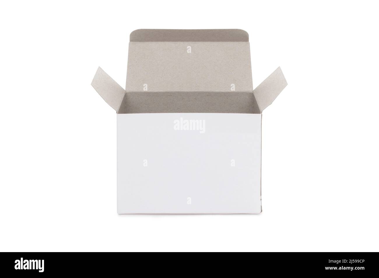 Open white blank carton box isolated on white background with clipping ...