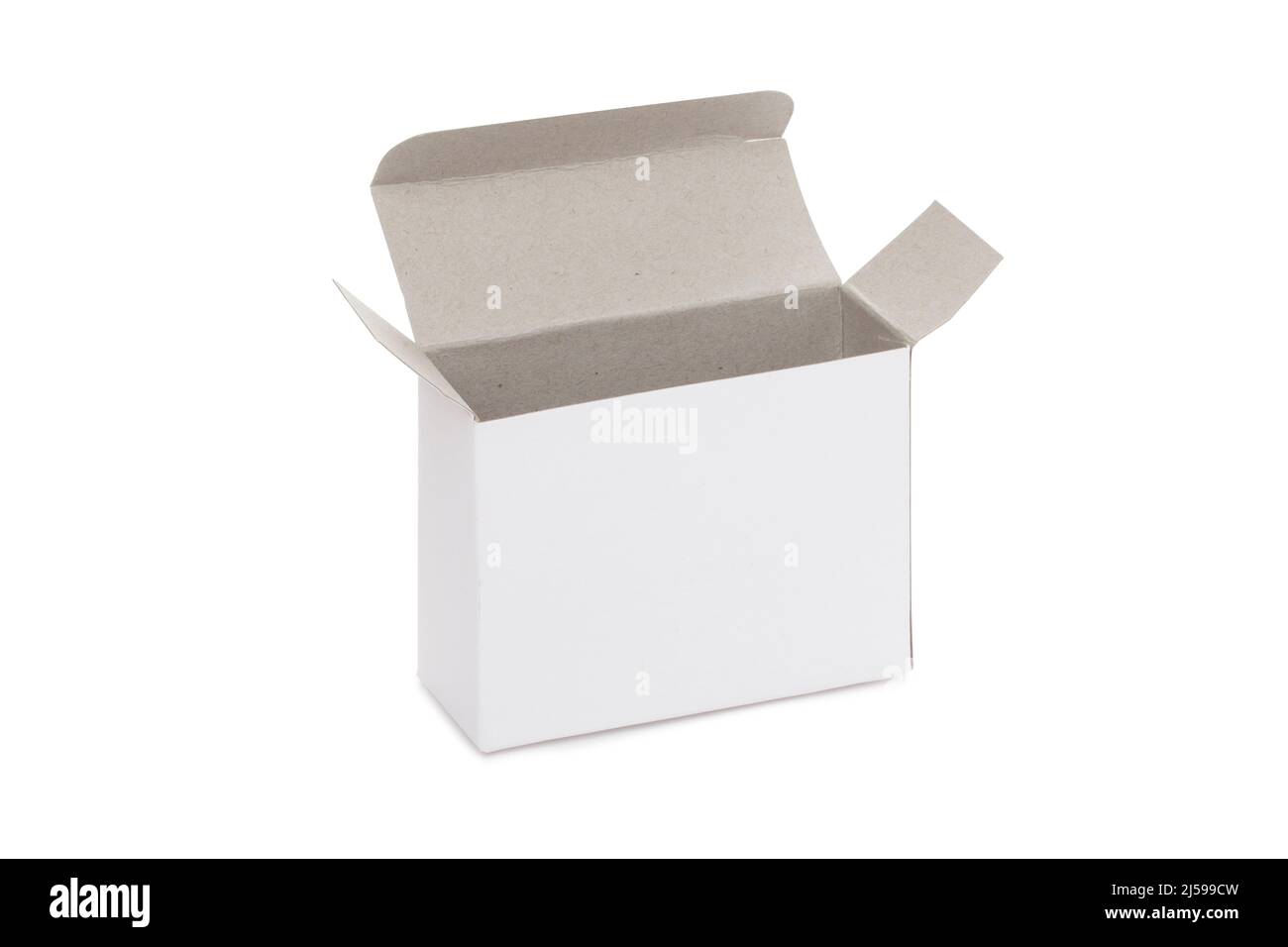 Open white blank carton box isolated on white background with clipping ...