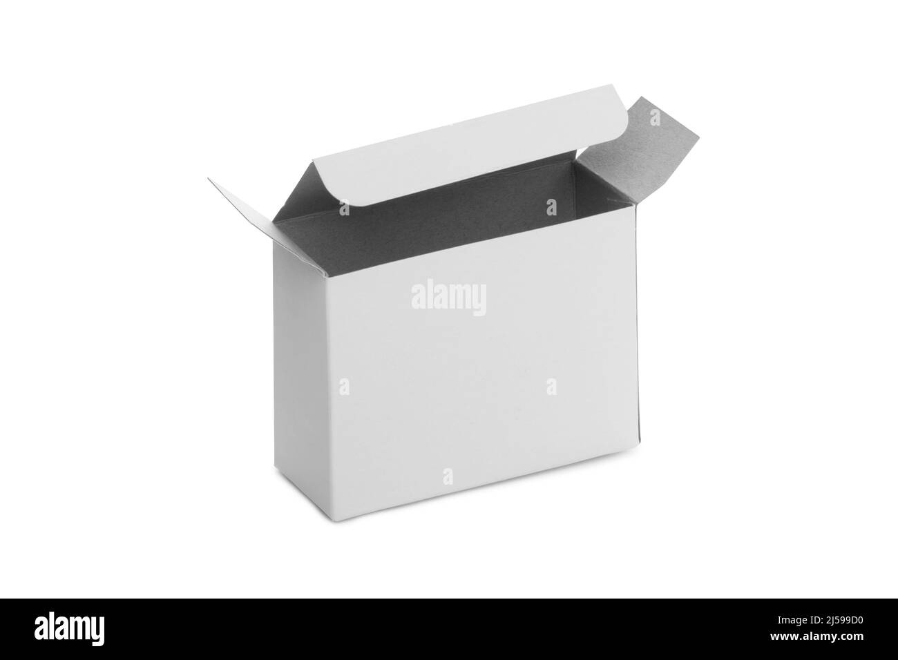 Open white blank carton box isolated on white background with clipping ...