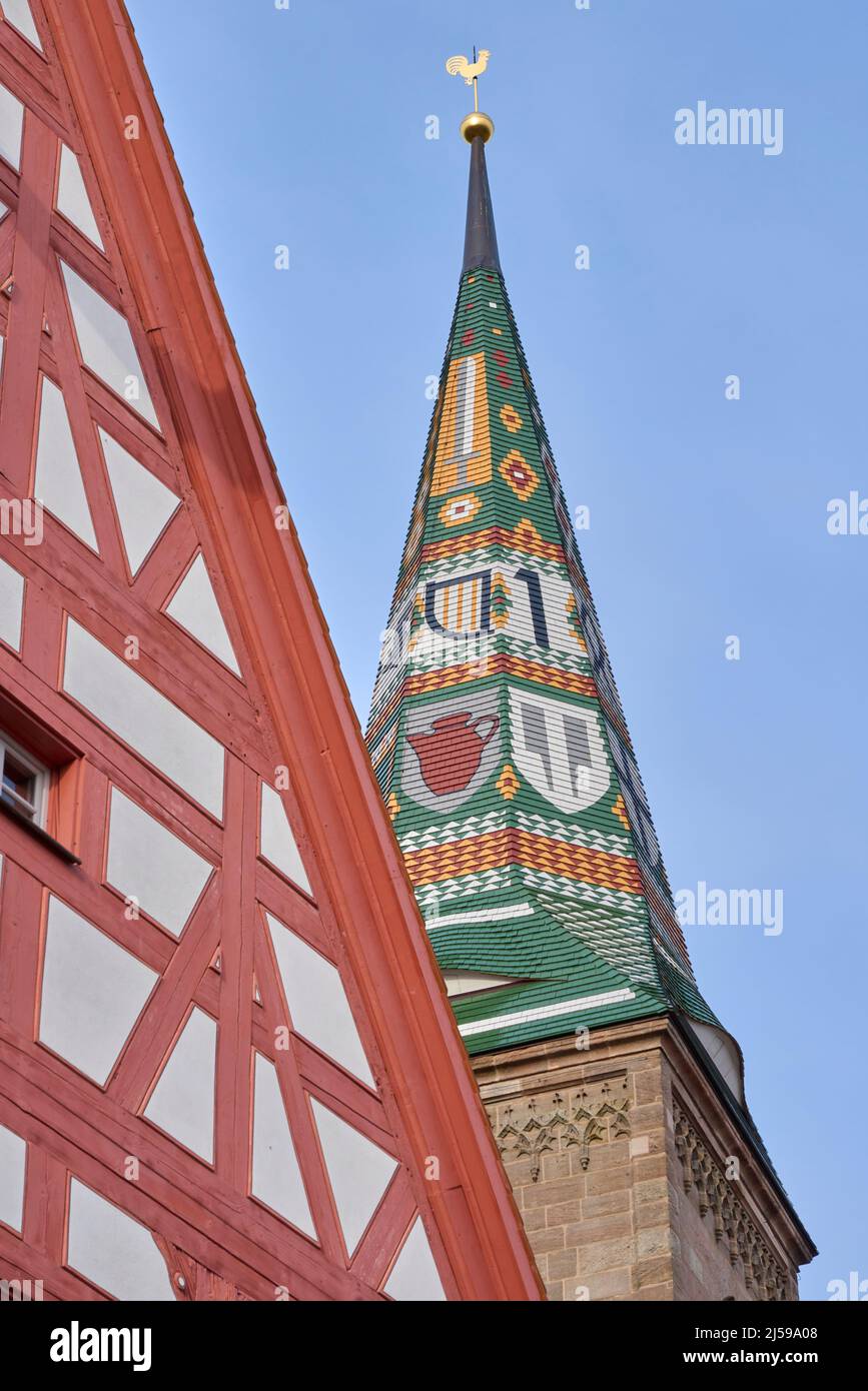 Wolframs Eschebach, Bavaria, Germany, downtown with famous medieval ...