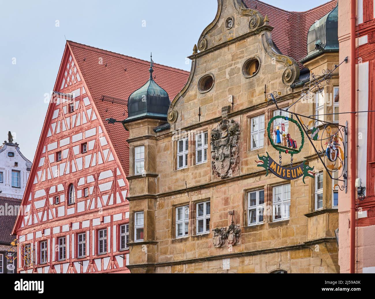 Wolframs Eschebach, Bavaria, Germany, downtown with famous medieval ...
