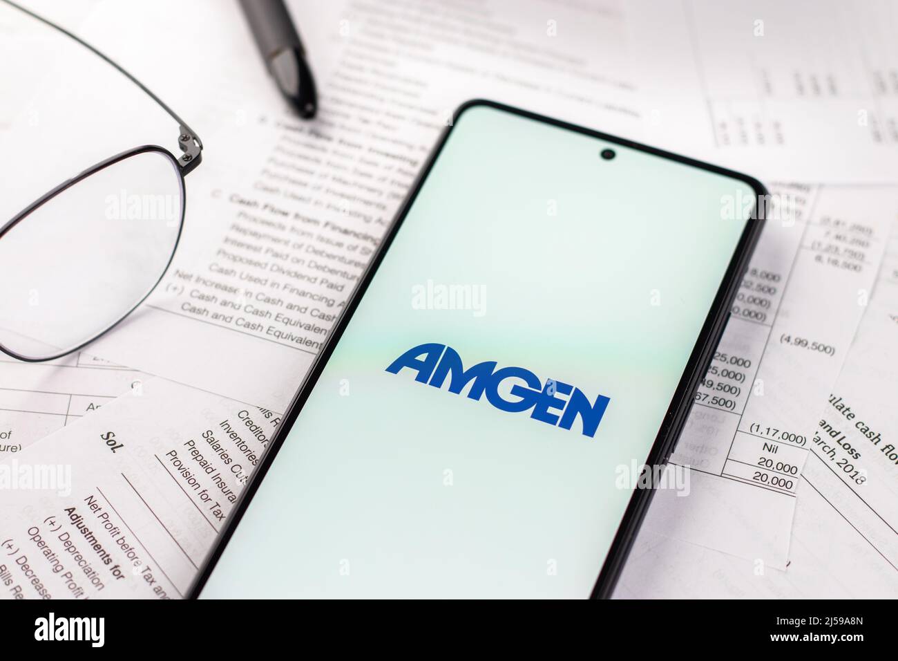 West Bangal, India - April 20, 2022 : Amgen logo on phone screen stock ...