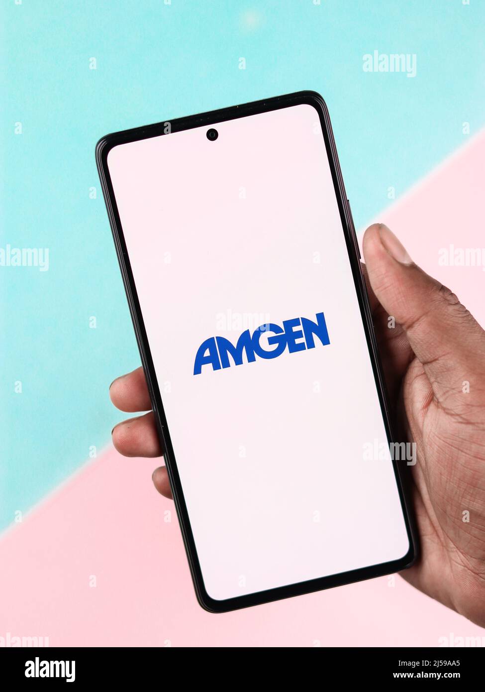 West Bangal, India - April 20, 2022 : Amgen logo on phone screen stock ...