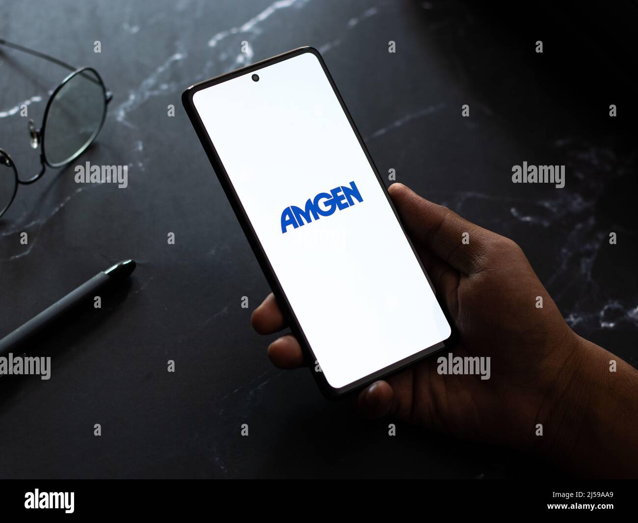 West Bangal, India - April 20, 2022 : Amgen logo on phone screen stock ...