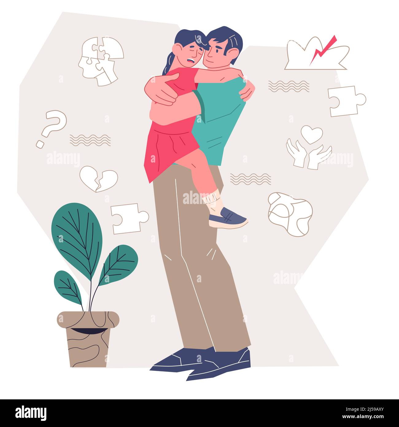 Sad father comfort sad daughter Cut Out Stock Images & Pictures - Alamy