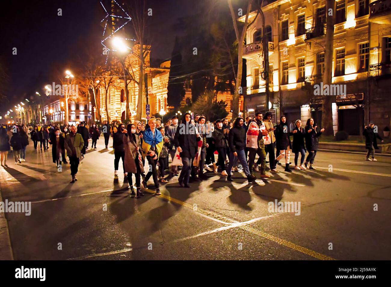 Tbilisi, Georgia - 1st march, 2022: : georgian people stand for ...