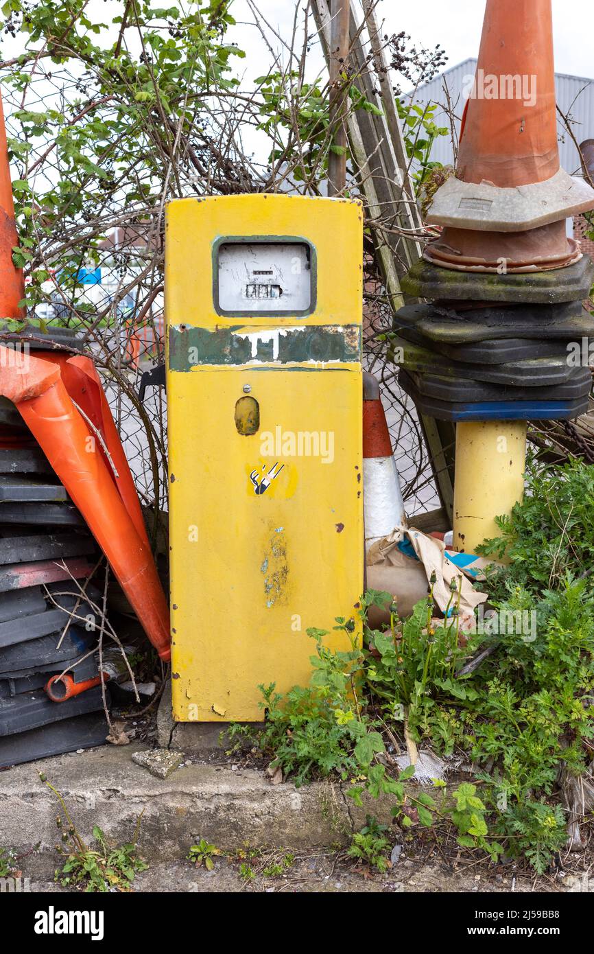 Old and damaged petrol pump Stock Photo - Alamy