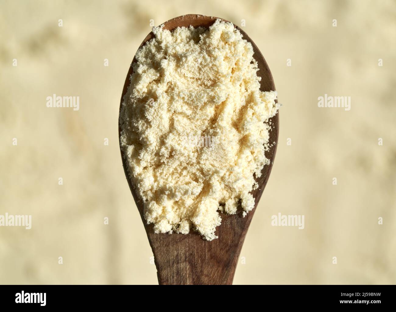 Whey protein powder on a spoon, top view Stock Photo - Alamy