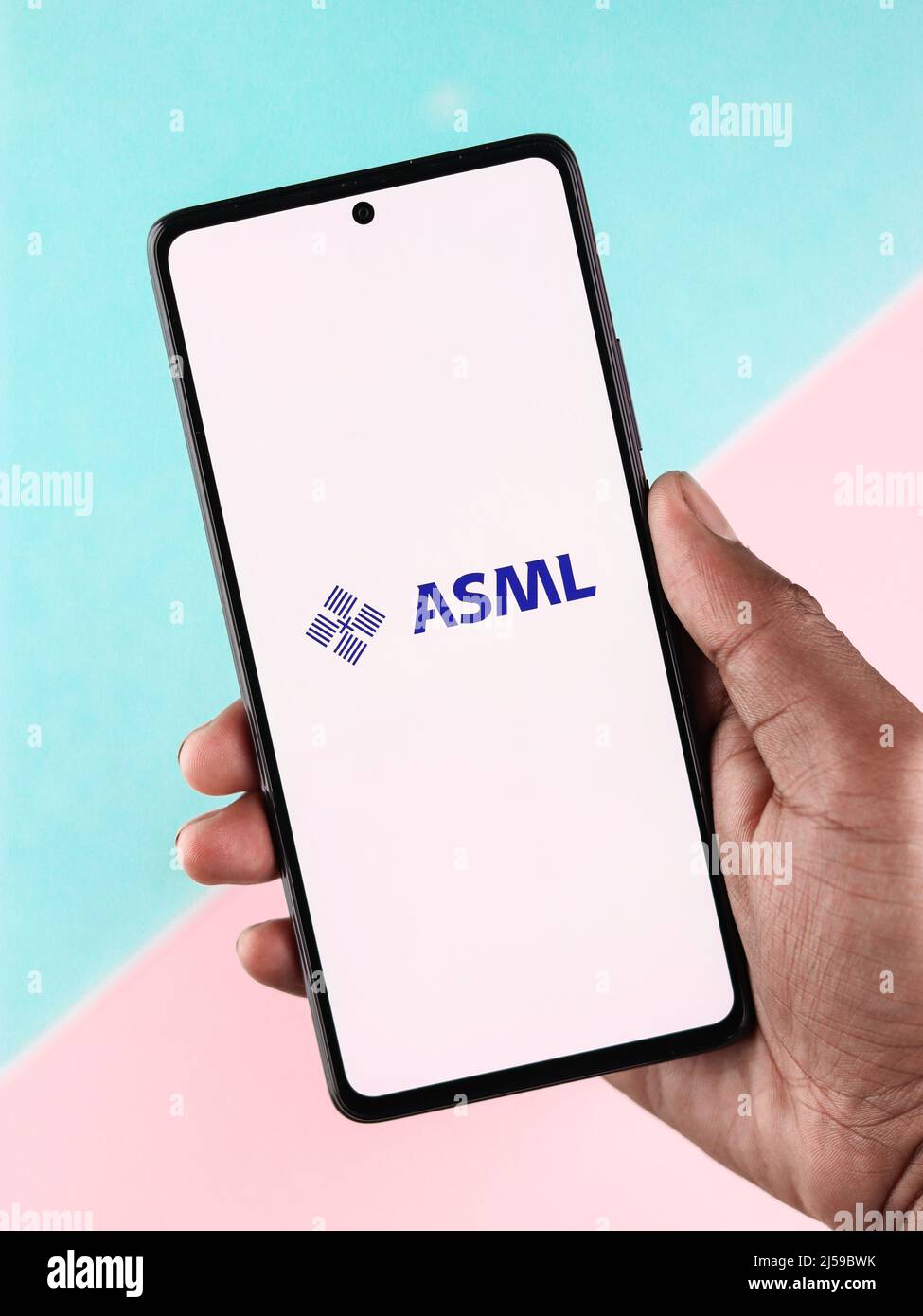 West Bangal, India - April 20, 2022 : ASML Holding logo on phone screen ...