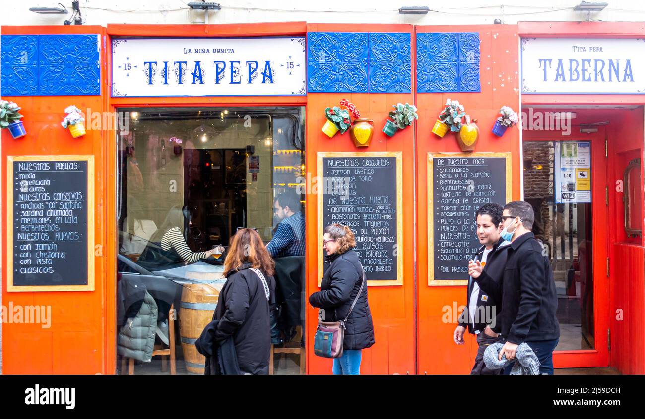 Taberna Tita Pepa, restaurant bar in Centro, Madrid, Spain Stock Photo ...