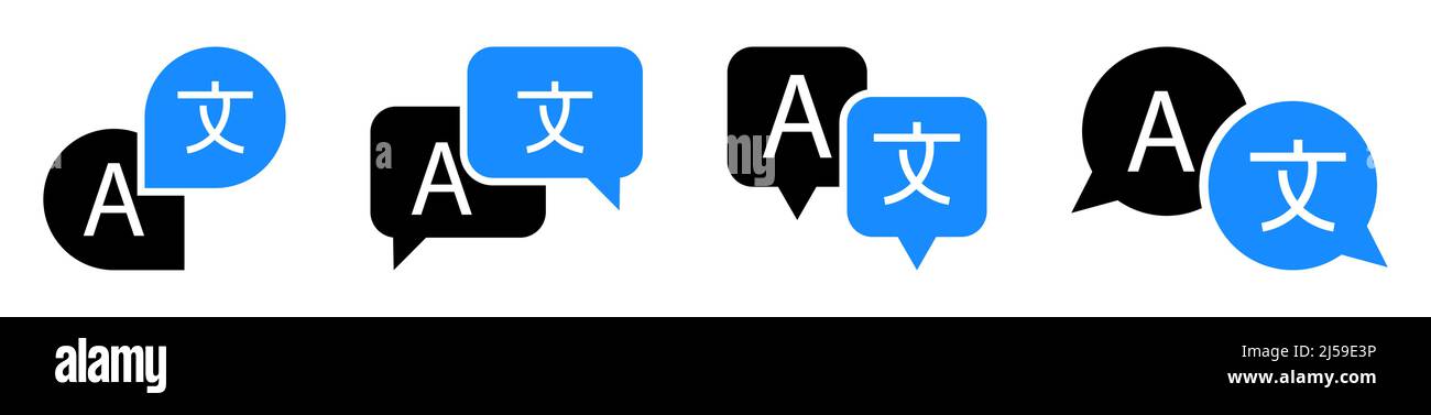 Language translation icon set. Vector illustration isolated on white ...