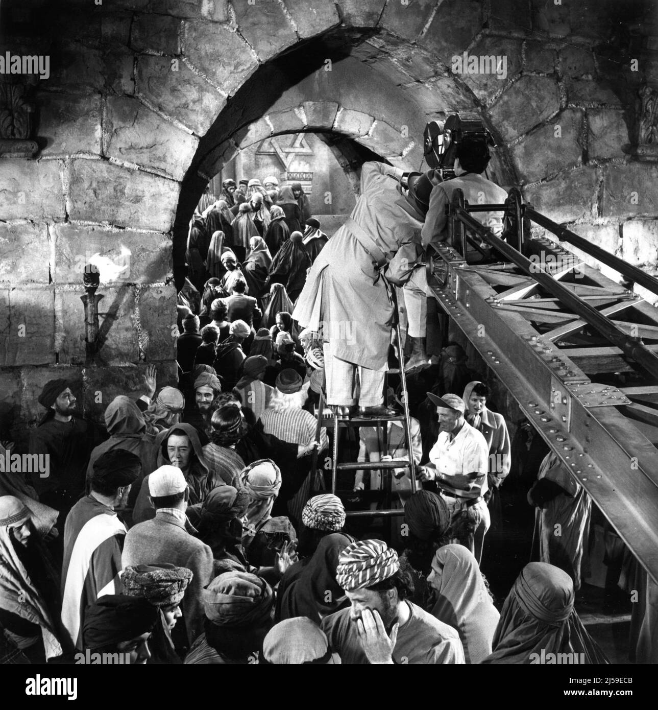 Camera Crew on Crane on set candid filming a scene for DAVID AND ...