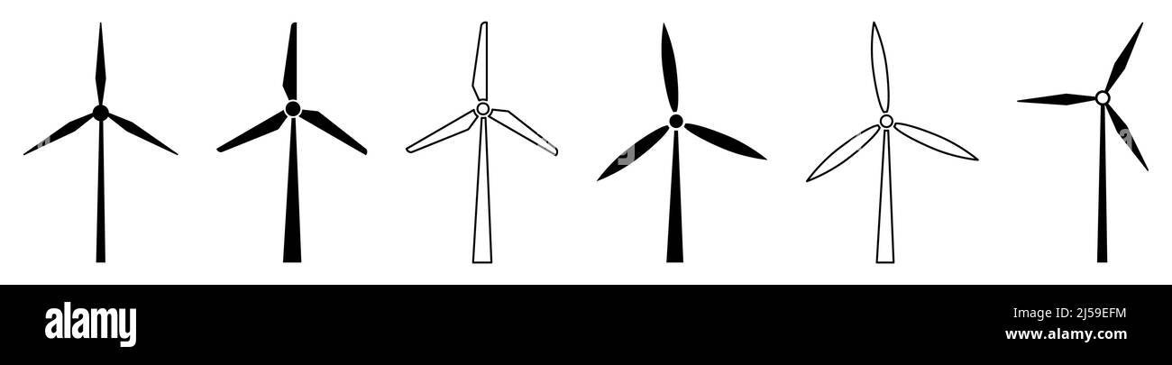 Windmill icon set. Air energy concept. Vector illustration isolated on ...